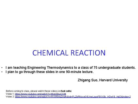 Chemical Reaction I Am Teaching Engineering Thermodynamics To
