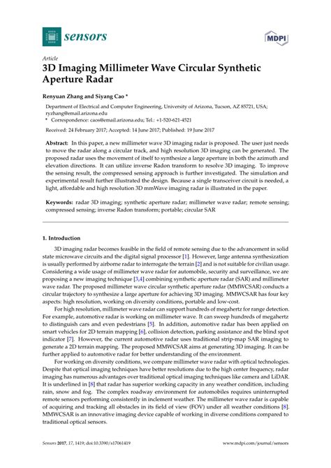 PDF D Imaging Millimeter Wave Circular Synthetic Aperture Radar