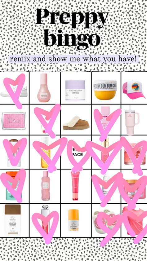 Aesthetic Pink And White Poster With Preppy Bingo