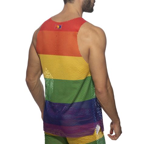 Mesh Rainbow Tank Top Creative Male