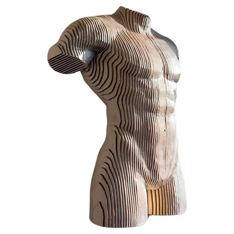 Wood Male Torso Sculpture Mdf For Sale At 1stdibs