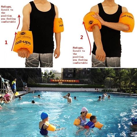Roll Up Arm Band Swimming Floaties Aid Inflatable Safety Water Wings