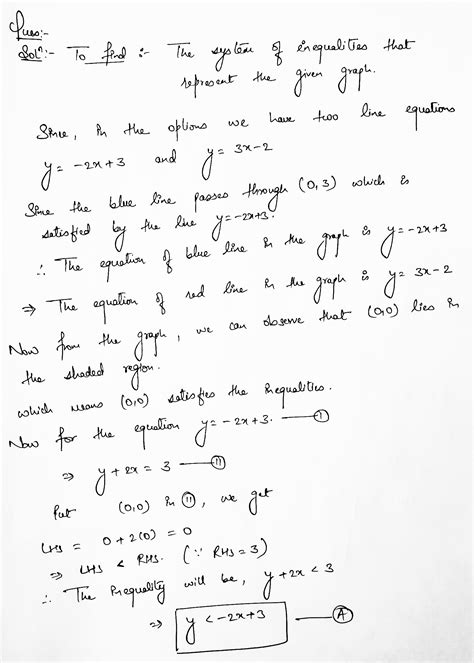 Solved Which System Of Inequalities Represent The Graph Course Hero