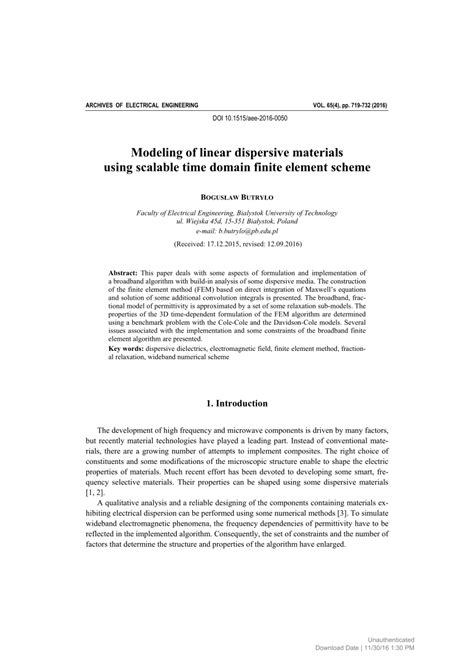 pdf modeling of linear dispersive materials using scalable time