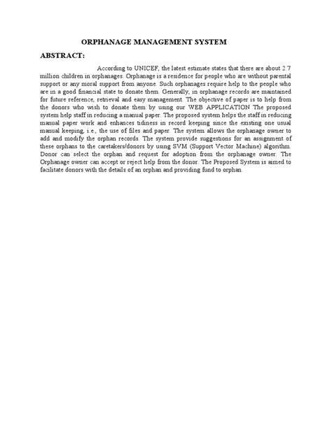 Thangam Orphanage Management System Pdf