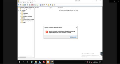 SOLUCIÓN No tiene suficientes privilegios para eliminar OU