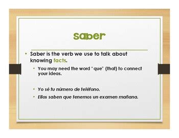 Saber Vs Conocer Notes By The Profe Store LLC Teachers Pay Teachers