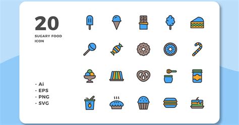 Sugary Food Icons Lineal Color Icons Ft Icon And Food Envato