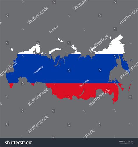 Russia Map Flag On Grey Background Stock Vector Royalty Free