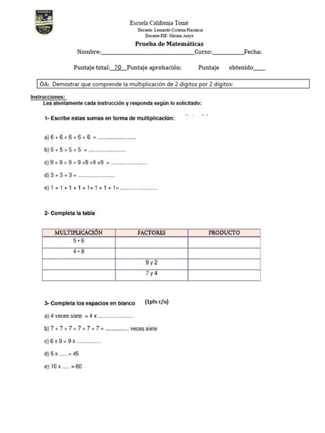 Algoritmo Multiplicación Pdf