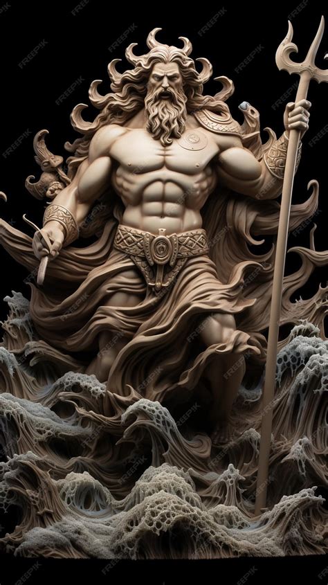 Una Hermosa Imagen De Poseidón El Dios De Los Mares Dios Olímpico Dios
