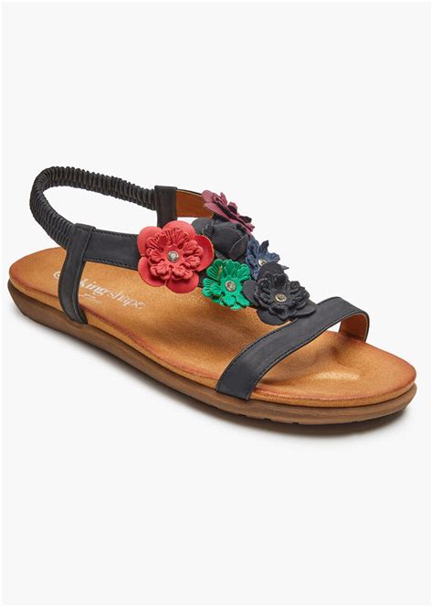 Shop Black Floral Wedge Sandal Comfortable Shoes Taking Shape Au