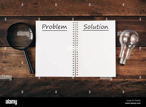 Magnifying Glass Bulb And Notebook Written Problem And Solution With