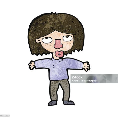 Ilustración De Historieta Chica Mirando Hacia Arriba Y Más Vectores