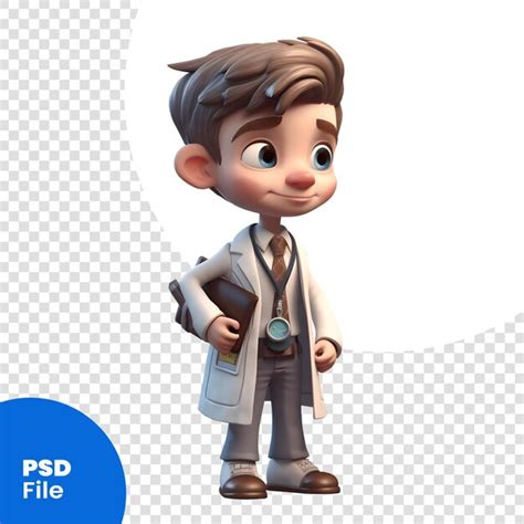 3d рендер мультфильма доктор со стетоскопом вокруг шеи Psd шаблон