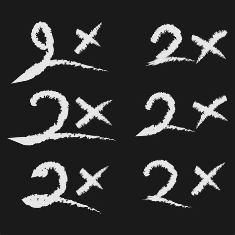 Hand Drawn 2x Icon Text Letter Double Faster Symbol In Doodle Style