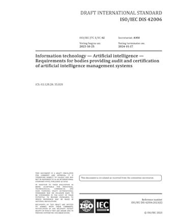 ISO IEC DIS 42006 2023 Information Technology Artificial Intelligence Requirements For