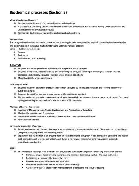 Biochemical Processes Section 2 What Is Biochemical Process Pdf Recombinant Dna Dna