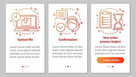 Linear C Onboarding Page Screen For Mobile Customer Support App Vector Onboarding Contact