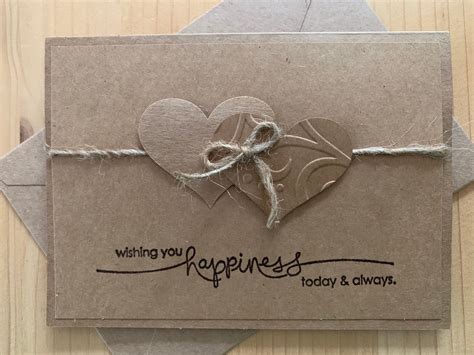 Hearts Wedding Card Rustic Wedding Card Handmade Kraft Etsy