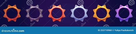 Circle Game Frames Ui Rank Avatar Round Borders Vector Illustration 253710960