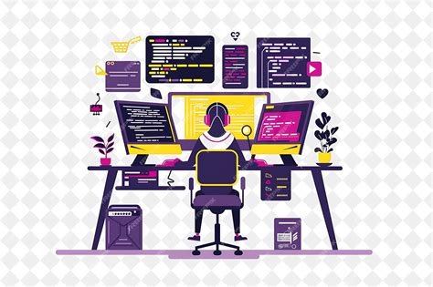 futuristic web developer with characters coding and designin png people