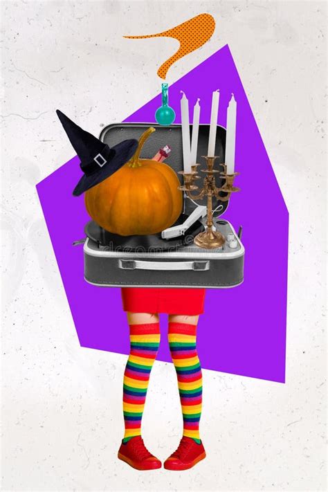 Creative Trend Collage Of Halloween Decorations Traditional Symbols
