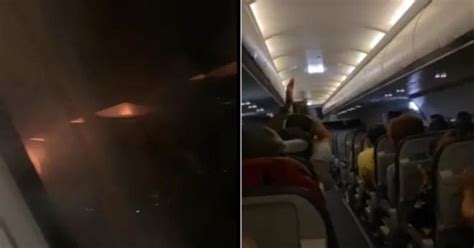 Motor de avião pega fogo e após pouso de emergência passageiro surpreende atitude inesperada