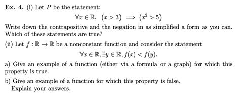 Solved Ex 4 I Let P Be The Statement Vx ER X 3 Chegg Com