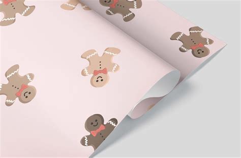 Gingerbread Wrapping Paper Christmas Gift Wrap Aesthetic Wrapping