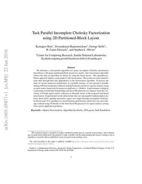 Task Parallel Incomplete Cholesky Factorization Using 2d Partitioned
