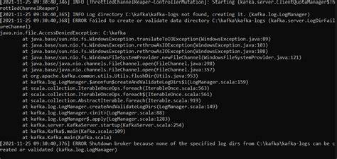 running kafka on windows but getting access denied exception for logs