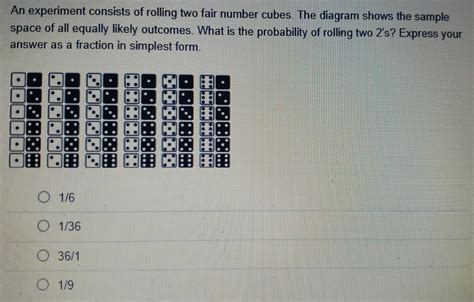 solved an experiment consists of rolling two fair number cubes the