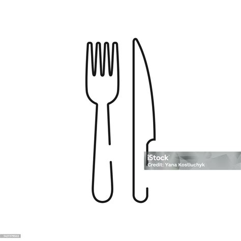 포크 및 나이프 라인 아이콘입니다 선형 스타일의 레스토랑 음식 기호 저녁 식사 표지판 편집 가능한 스트로크 벡터 가냘픈에 대한 스톡 벡터 아트 및 기타 이미지 Istock