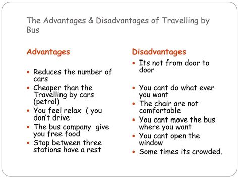 PPT The Advantages Disadvantages Of Travelling By Bus PowerPoint Presentation ID 2483680