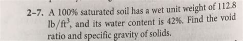 Solved A 100 Saturated Soil Has A Wet Unit Weight Of 1128