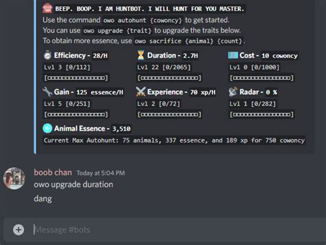 No Error Message Sent On Invalid Upgrade Syntax Issue 294 ChristopherBThai Discord OwO Bot