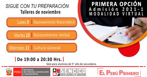 Sencico Ofrece Preparación Para El Examen De Primera Opción 2021 1