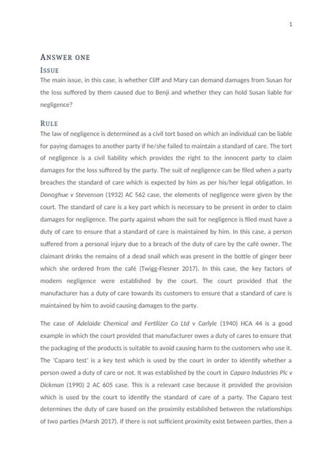 Negligence And Liability In Business Law A Case Study Desklib