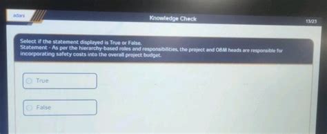Select If The Statement Displayed Is True Or Studyx