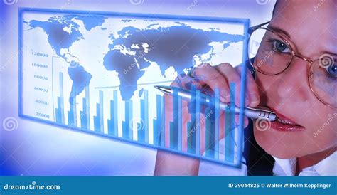 Business Woman Working On Statistics Stock Image Image Of Lady Brunette 29044825