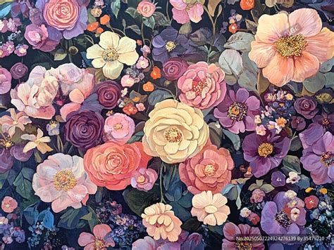 Ai创作图花卉 花朵 色彩 梦幻 浪漫 柔美 绚丽 花瓣 花蕊 植物 自然 艺术 图案 装饰 背景 昵图网