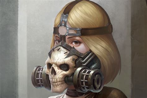 Skull Mask Women Artwork Fantasy Art Hd Wallpaper Rare Gallery
