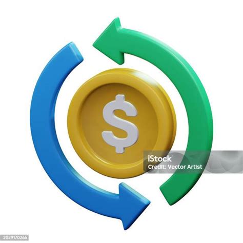 자동 돈 수익주기 3d 렌더링 아이콘 일러스트 레이 션 디자인을 위해 흐름 회전율 화살표와 금화 디지털 생성 이미지에 대한 스톡