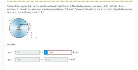 Solved Point A Of The Circular Disk Is At The Angular