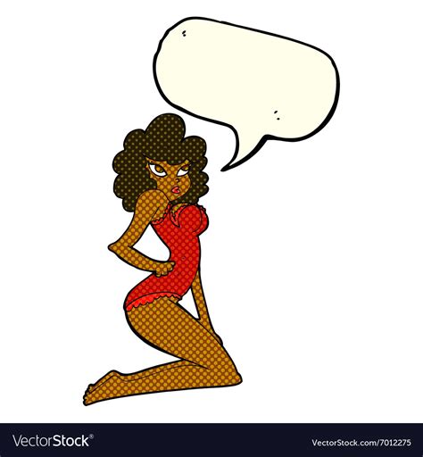 Cartoon Pin Up Woman With Speech Bubble Royalty Free Vector