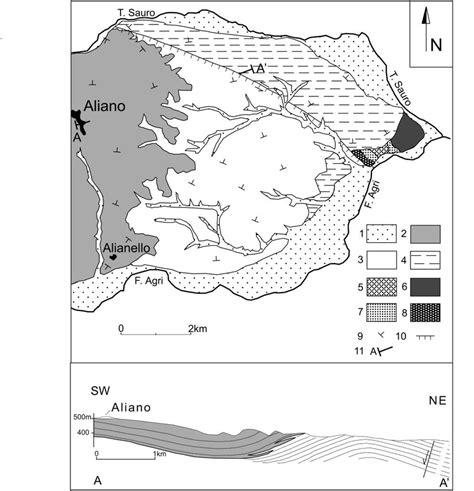 Carta E Sezione Geologica Dellarea Orientale Di Aliano 1 Depositi