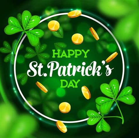 Premium Vector St Patrick Day Shamrock And Leprechaun Gold Coins