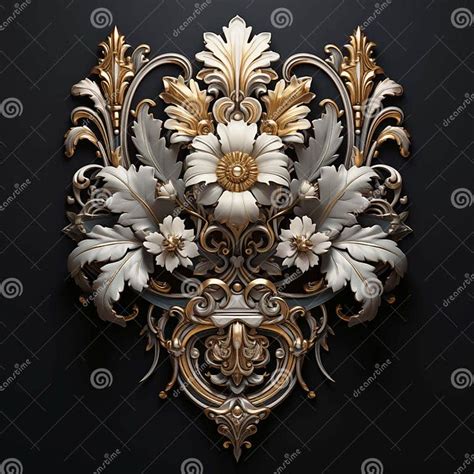 Elegant Heraldic Vignette In Gothic Style Luxurious Foliage Patterns