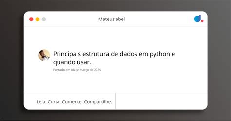 Principais Estrutura De Dados Em Python E Quando Usar Mateus Abel Dio